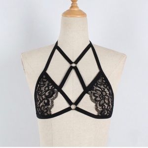 Dolls Kill | Tops | Last 5 Star Black Lace Harness Bralette | Poshmark